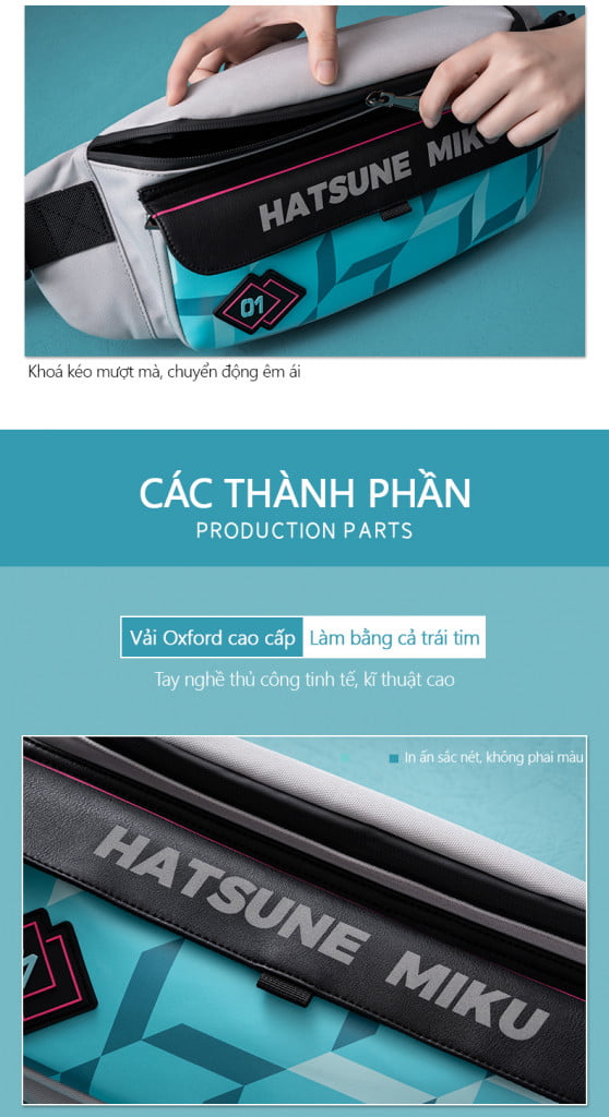 Túi đeo chéo Hatsune Miku Stereo Chest Pack - Athena VShop